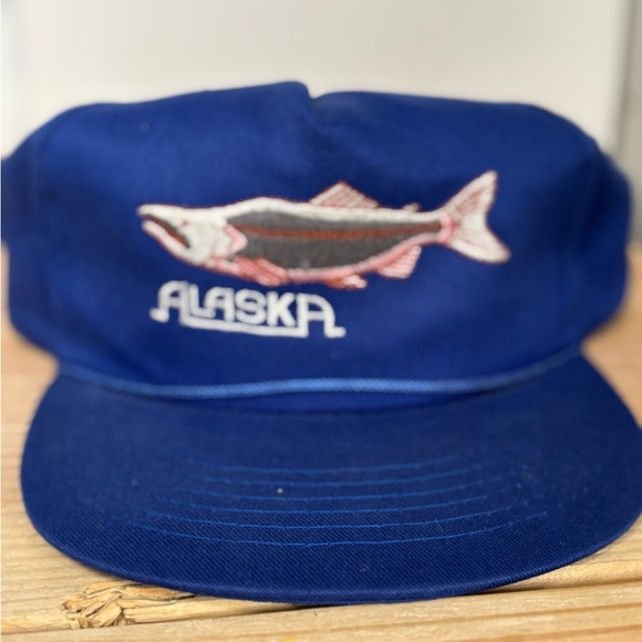 Accessories | Vintage 8s Alaska Blue Fish Embroidered Cap Adjustable ...